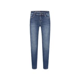 SOCCX Damen Slim-fit-Jeans, blau, Gr. 27, Abriebeffekte, Denim/Jeans, Material: 97% Baumwolle, 3% Elasthan, Zusatz: Enth&auml;lt nichttextile Teile