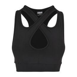 Sport-BH Urban Classics "Urban Classics Damen Ladies Crossed Sprots Bra", Damen, Gr. XS, Cup 0, schwarz, 77% Polyester, 23% Elasthan, BHs Sport-BH