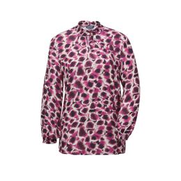 GOLDNER Damen Klassische Bluse "Kurzgr&ouml;&szlig;e Langarmshirt mit Stehkragen, Print", lila, Gr. 21, Obermaterial: 100% Viskose CV., Blusen, Smok-Details