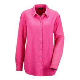 GOLDNER Damen Hemdbluse "Kurzgr&ouml;&szlig;e Verl&auml;ngerte Langarm Musselin-Bluse", pink, Basic, Gr. 22, Obermaterial: 100% Baumwolle CO., Blusen, &uuml;beraus