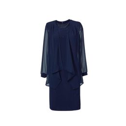 GOLDNER Damen 2-in-1-Kleid "Edles Jerseykleid mit Chiffonj&auml;ckchen", blau, festlich, Gr. 42, Obermaterial: 97% Polyester PES. 3% Elasthan EL.,