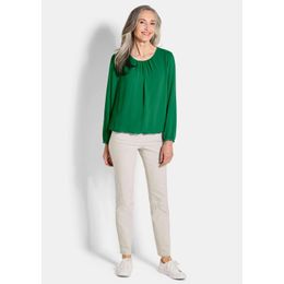 GOLDNER Damen Klassische Bluse "Jerseybluse mit Falten-Details", gr&uuml;n, Modisch, Gr. 46, Obermaterial: 67% Polyester PES. 30% Viskose CV. 3% Elasthan