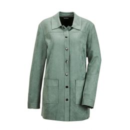 GOLDNER Damen Kurzjacke "Kurzgr&ouml;&szlig;e Outdoorjacke aus Veloursimitat in Gr&uuml;n", gr&uuml;n, Gr. 22, Obermaterial: 95% Polyester PES. 5% Elasthan EL., Jacken,