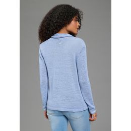 Laura Scott Damen Strickjacke "aus leichtem, k&uuml;hlen B&auml;ndchengarn", blau, Basic, Gr. 40, unifarben, Strick, Obermaterial: 65% Polyacryl, 35% Nylon,