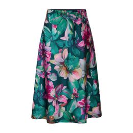 GOLDNER Damen Schlupfrock "Kurzgr&ouml;&szlig;e Eleganter A-Linienrock, floraler Print", gr&uuml;n, Gr. 19, Obermaterial: 100% Polyester PES., R&ouml;cke, Florales Muster