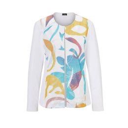 GOLDNER Damen Sommerjacke "Jerseyjacke mit Pailletten", wei&szlig;, Gr. 48, Obermaterial: 92% Baumwolle CO. 8% Elasthan EL., Jacken, Pailletten