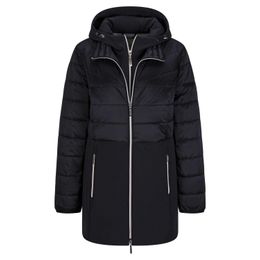 GOLDNER Damen Langmantel "Wintermantel mit Softshell-Einsatz", schwarz, Gr. 44, Obermaterial: 50% Polyamid PA. 47% Polyester PES. 3% Elasthan EL.,