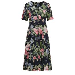 GOLDNER Damen Sommerkleid "Viskosekleid mit floralem Muster", blau, Basic, Gr. 40, Obermaterial: 100% Viskose CV., Kleider, Knopfleiste