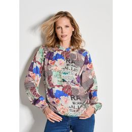 GOLDNER Damen Schlupfbluse "Leichte Printbluse mit Patchwork-Muster", beige, Gr. 42, Obermaterial: 100% Viskose CV., Blusen, Mit modischem Patchdruck