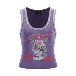 Ed Hardy Top 'Ed Nyc Skull Tour' female Purple size L