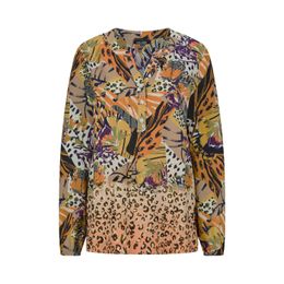 GOLDNER Damen Schlupfbluse "Kurzgr&ouml;&szlig;e Elegante Printbluse, Langarm", gelb, Modisch, Gr. 21, Obermaterial: 100% Viskose CV., Blusen, Mustermix