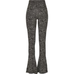 Urban Classics Damen Leggings "Urban Classics Damen Ladies High Waist Zebra Boot Cut Leggings", grau, Gr. 4XL, 95% Baumwolle, 5% Elasthan, Hosen