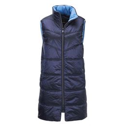 GOLDNER Damen Kurzweste "Kurzgr&ouml;&szlig;e Longweste", blau, Gr. 22, Obermaterial: 100% Polyamid PA., Westen, Kontrastfarbenes Innenfutter