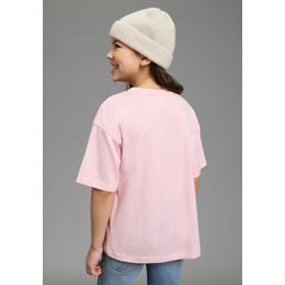 Kangaroos M&auml;dchen T-Shirt "Locker geschnittenes Shirt mit Palmenprint"rosa, Gr. 176, bedruckt, Single Jersey, Obermaterial: 100% Baumwolle, Shirts,