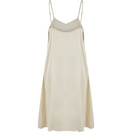 Urban Classics Damen Shirtkleid "Urban Classics Damen Ladies Viscose Satin Slip Dress", beige, Gr. S, unifarben, 100% Viskose, Kleider