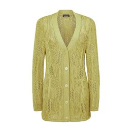 GOLDNER Damen Strickjacke "Kurzgr&ouml;&szlig;e Strickjacke mit Kn&ouml;pfen", gr&uuml;n, Gr. 23, Obermaterial: 50% Baumwolle CO. 50% Polyacryl PAN., Strickjacken, Knopf