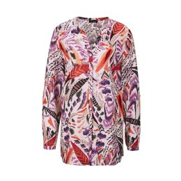 GOLDNER Damen Tunika "Kurzgr&ouml;&szlig;e Verl&auml;ngerte Viskosebluse mit Print", bunt, Gr. 21, Obermaterial: 100% Viskose CV., Tuniken, durchgehende Knopfleiste