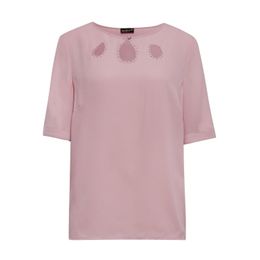 GOLDNER Damen Kurzarmbluse "Kurzgr&ouml;&szlig;e Feminine Bluse mit aufregender Ausschnittl&ouml;sung", rosa, festlich, Gr. 21, Obermaterial: 100% Polyester PES.,