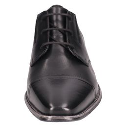 Bugatti Herren Schn&uuml;rschuh, Gr. 40, schwarz, Leder, Schuhe, Blockabsatz, Abendschuh, Festtagsschuh mit Stretcheins&auml;tzen