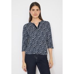 Cecil Damen 3/4-Arm-Shirtuniversal blau, Gr. XL, gemustert, Web, 100% Baumwolle, Shirts, aus reiner Baumwolle