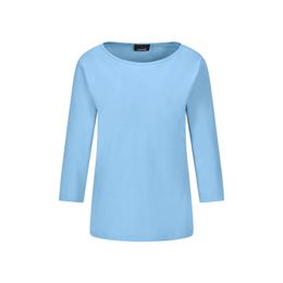 GOLDNER Damen Kurzarmshirt "Kurzgr&ouml;&szlig;e Basic Shirt mit U-Boot-Ausschnitt", blau, Modisch, Gr. 22, Obermaterial: 100% Baumwolle CO., Shirts,