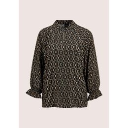 Madeleine Mode MADELEINE Damen Langarmbluse "Bluse Elegante Viskosebluse mit Grafik-Print", schwarz, Modern, Gr. 44, Obermaterial: 100% Viskose CV., Blusen
