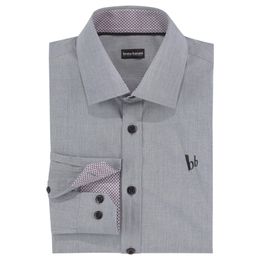 Bruno Banani Herren Langarmhemd, grau, Basic, Gr. 43, Popeline, Obermaterial: 100% Baumwolle, Hemden