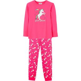 bonprix M&auml;dchen Pyjama "Pyjama aus reiner Baumwolle (2-tlg. Set)", Gr. 116, rosa, Jersey, Obermaterial: 100% Baumwolle, bedruckt, Homewear-Sets,