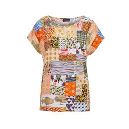 GOLDNER Damen Schlupfbluse "Luftige Viskosebluse mit Patch-Print", gelb, Gr. 48, Obermaterial: 100% Viskose CV., Blusen, Patch-Print
