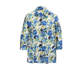 GOLDNER Damen Hemdbluse "Moderne Druckbluse in legerer Form", blau, Gr. 40, Obermaterial: 100% Baumwolle CO., Blusen, A-Linie mit Kellerfalte im