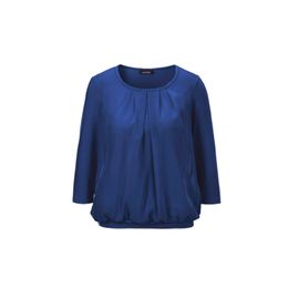 GOLDNER Damen Kurzarmbluse "Kurzgr&ouml;&szlig;e Chiffon-Shirt mit 3/4-Arm, Rundhals", blau, Casual, Gr. 24, Obermaterial: 95% Viskose CV. 5% Elasthan EL.,
