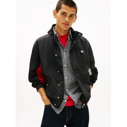 Tommy Jeans Herren Windbreaker "TJM HERITAGE FLAG"schwarz, Gr. S, unifarben, Web, Obermaterial: 100% Nylon, Jacken, Regular fit mit Stehkragen und