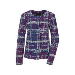 GOLDNER Damen Kurzjacke "Kurzgr&ouml;&szlig;e Elegante Jersey-Jacke mit Karomuster", blau, Gr. 24, Obermaterial: 50% Polyacryl PAN. 50% Polyester PES., Jacken,
