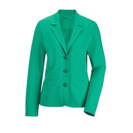 GOLDNER Damen Kurzjacke "Kurzgr&ouml;&szlig;e Damen elegante Jacke aus Stretchjersey", gr&uuml;n, Gr. 23, Obermaterial: 67% Viskose CV. 27% Polyamid PA. 6% Elasthan
