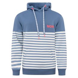 Zwillingsherz Damen Hoodie ""Moin Streifen""jeans, Gr. S, geringelt, mehrfarbig, Sweatware, Obermaterial: 50% Baumwolle, 50% Polyester, Sweatshirts,