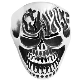 Adelia&acute;s ADELIA ́S Herren Fingerring "Herren Ring Totenkopf aus Edelstahl", 74, Edelstahl, silber, Edelstahl, Fingerringe