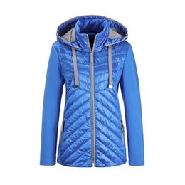 GOLDNER Damen Kurzjacke "Kurzgr&ouml;&szlig;e Steppjacke mit abnehmbarer Kapuze", blau, Gr. 21, Obermaterial: 60% Polyester PES. 40% Polyamid PA., Jacken,