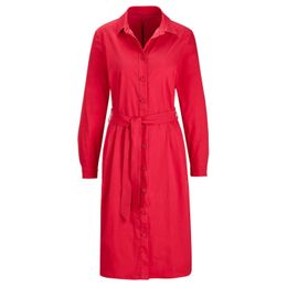 GOLDNER Damen Sommerkleid "Elegantes Hemdblusenkleid mit Bindeg&uuml;rtel", rot, Gr. 52, Obermaterial: 80% Baumwolle CO. 18% Polyamid PA. 2% Elasthan EL.,