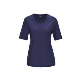 GOLDNER Damen Langarm-Poloshirt "Basic Baumwollshirt mit kurzem Arm", blau, Gr. 46, Obermaterial: 100% Baumwolle CO., Shirts