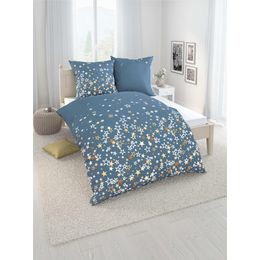 Bettw&auml;sche Bierbaum, blau, Feinbiber, 100% Baumwolle, Bettw&auml;sche