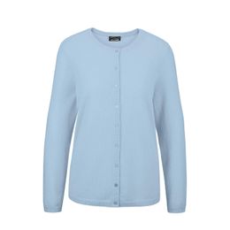 GOLDNER Damen Strickjacke "Eleganter Herbstcardigan mit Rundhals", blau, Gr. 44, Obermaterial: 100% Kaschmir WS., Strickjacken, Ohne