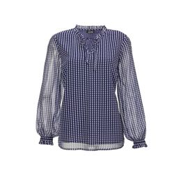 GOLDNER Damen Chiffonbluse "Bluse", blau, Gr. 42, Obermaterial: 100% Polyester PES., Blusen, Mit femininen R&uuml;schendetails