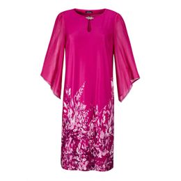 GOLDNER Damen Sommerkleid "Pinkes elegantes Kleid mit 3/4-Arm aus Chiffon", pink, Gr. 40, Obermaterial: 96% Polyester PES. 4% Elasthan EL., Kleider,