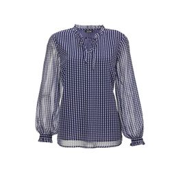 GOLDNER Damen Chiffonbluse "Bluse", blau, Gr. 44, Obermaterial: 100% Polyester PES., Blusen, Mit femininen R&uuml;schendetails