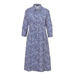 GOLDNER Damen Sommerkleid "Kurzgr&ouml;&szlig;e Blusenkleid mit Hemdkragen", blau, Gr. 21, Obermaterial: 100% Viskose CV., Kleider, mit Knopfleiste