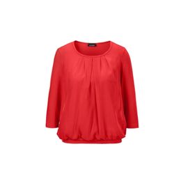 GOLDNER Damen Kurzarmbluse "Kurzgr&ouml;&szlig;e Chiffon-Shirt mit 3/4-Arm, Rundhals", rot, Casual, Gr. 26, Obermaterial: 95% Viskose CV. 5% Elasthan EL.,