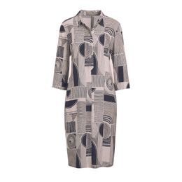 GOLDNER Damen Sommerkleid "Elegantes Hemdblusenkleid mit grafischem Alloverdruck", schwarz, Gr. 48, Obermaterial: 97% Baumwolle CO. 3% Elasthan EL.,