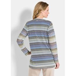 GOLDNER Damen Kurzjacke "Langarm Spitzenjacke aus Jersey", blau, Modisch, Gr. 48, Obermaterial: 100% Polyester PES., Jacken, Ringelverlauf in
