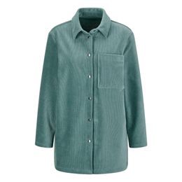 GOLDNER Damen Kurzjacke "Kurzgr&ouml;&szlig;e Weiche Hemdbluse mit Stretchkomfort", gr&uuml;n, Modisch, Gr. 22, Obermaterial: 70% Baumwolle CO. 25% Polyester PES. 5%