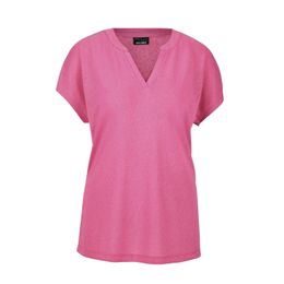 GOLDNER Damen Kurzarmshirt "Kurzgr&ouml;&szlig;e Luftiges Basicshirt mit V-Ausschnitt", pink, Basic, Gr. 21, Obermaterial: 80% Polyester PES. 20% Viskose CV.,